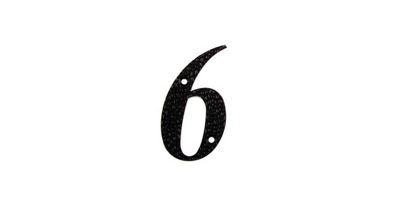 Number "6" black matte 50 x 32mm ⋆ MASTERHAUS