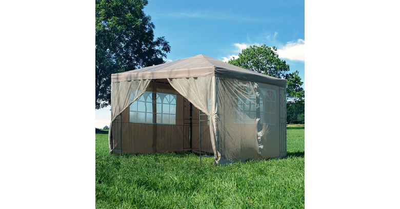 Градинска шатра 3 х 3м. - бежова с метални страни,завеси и комарници ⋆ ...