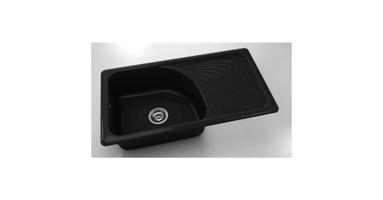 Kitchen sink with right top 90 x 49 cm, polymer marble, black granite ⋆ ...