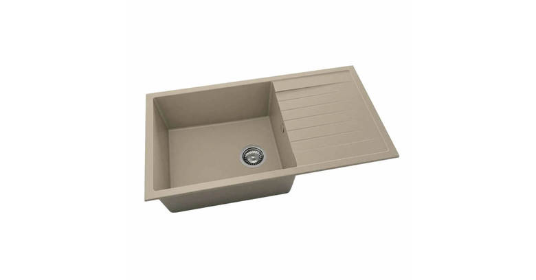 Kitchen sink with left countertop 90 x 49cm, fat granite, dark beige ⋆ ...