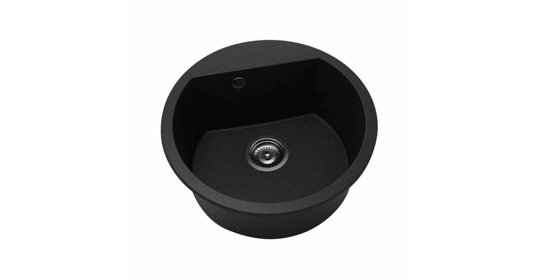 Kitchen sink with board F 51 cm, fat granite, black metallic ⋆ MASTERHAUS
