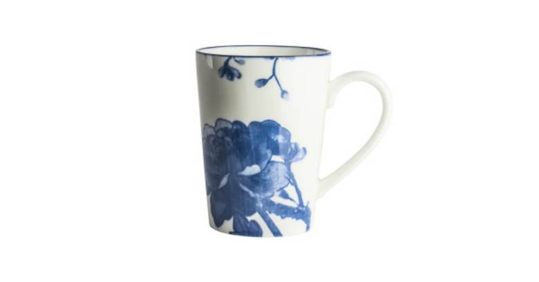 Porcelain cup mug 330 ml peonies blue and white Gusta ⋆ MASTERHAUS