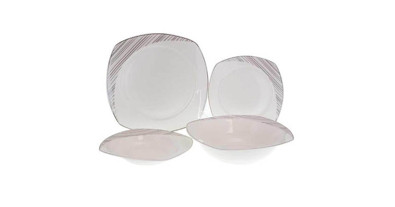 Dining set 19 pieces porcelain white rectangular bar in the corner ⋆ ...