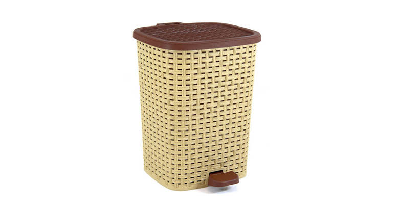 Plastic waste bin with pedal 26l, imitation rattan ⋆ MASTERHAUS