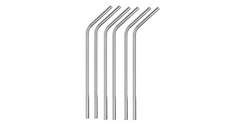 Metal straws with slope Ø0.6x20.5cm 6pcs silver 0193909 ⋆ MASTERHAUS