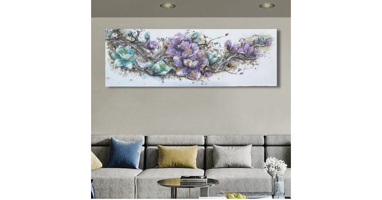 Picture with frame 50x150cm colorful flowers 3D effect 330809 ⋆ MASTERHAUS