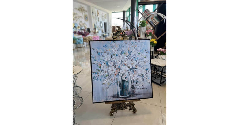 Framed painting 80x80cm oil Spring branches 331015 ⋆ MASTERHAUS