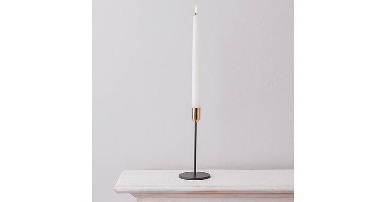 Candlestick metal 8 x 18 cm black matt with gold edging ⋆ MASTERHAUS