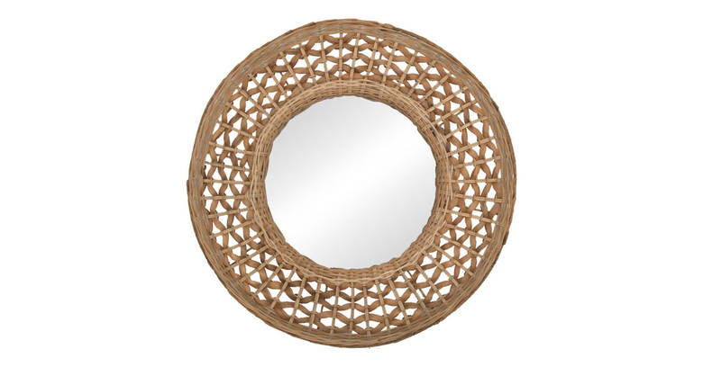 Mirror with decoration Mazun Ø60cm wood natural color ⋆ MASTERHAUS