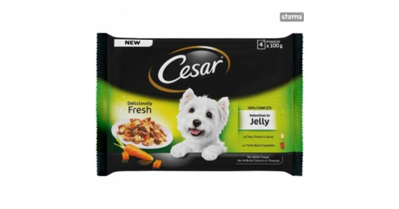 Food Cesar Pouch 4x100g tender beef with vegetables and jelly 10303 ...
