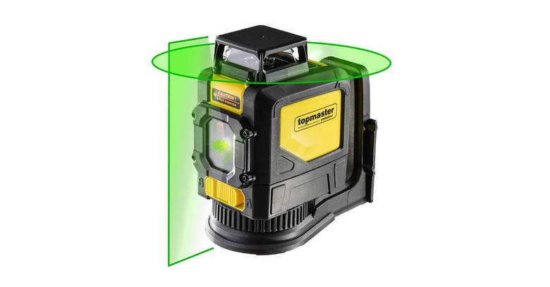 Laser level with cross lines 40m, green laser, IP54, 1X3D ⋆ MASTERHAUS