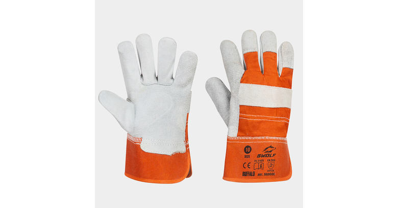 Buffalo LAB B-WOLF split calfskin and fabric protective gloves ⋆ MASTERHAUS