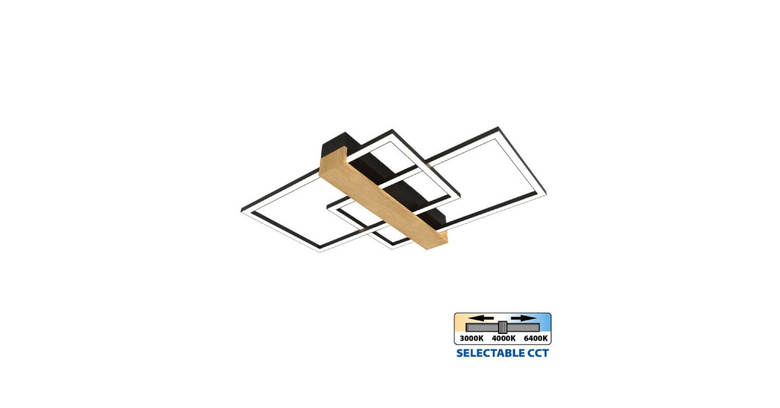 Ceiling lamp LED 36W 1919lm 3000-4000-6400K Lucas LED black/wood ...