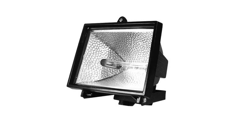 Spotlight halogen 500W R7s IP44 black ⋆ MASTERHAUS