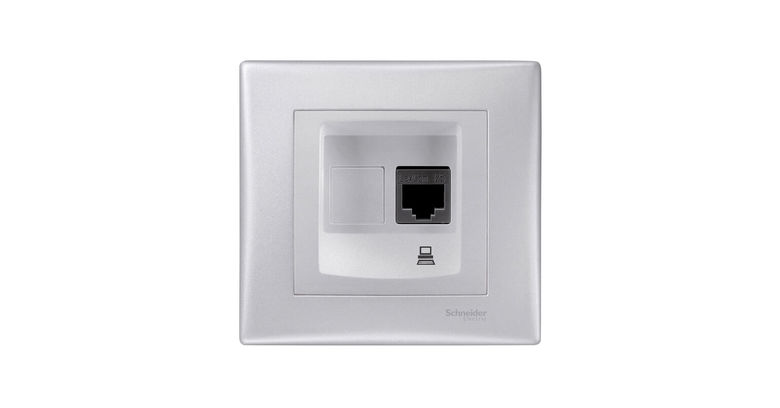 Computer socket SEDNA RJ45 aluminum SCHNEIDER ⋆ MASTERHAUS