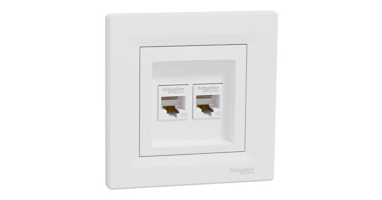 Computer socket 2xRJ45 cat.5e UTP Asfora white SCHNEIDER ELECTRIC ⋆ ...