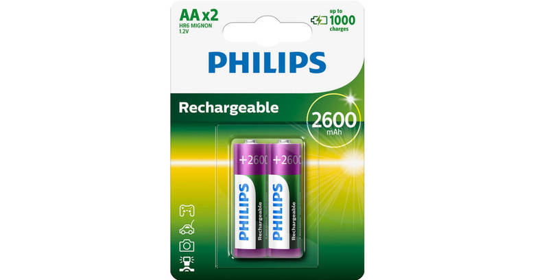Батерия акумулаторна 1.2V 2600mAh AA (R6) 2бр/блистер PHILIPS ⋆ MASTERHAUS