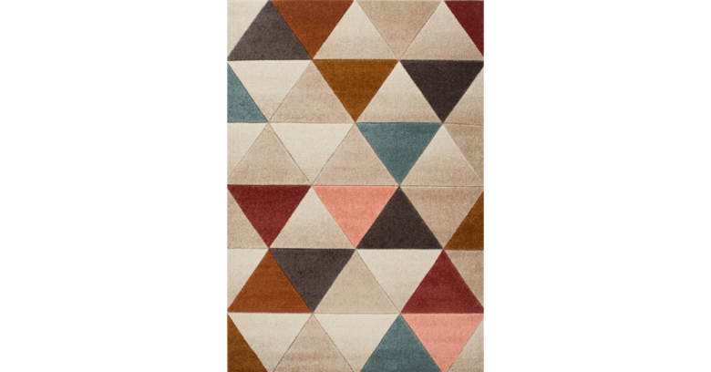 Carpet Tribeca color triangles 160 x 220 cm 100% frieze, beige ⋆ MASTERHAUS