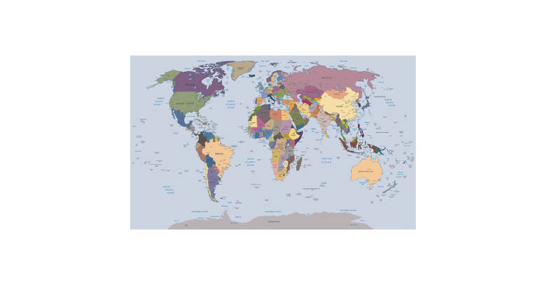 Wallpaper for wall - Map of the world 368 x 254 cm ⋆ MASTERHAUS