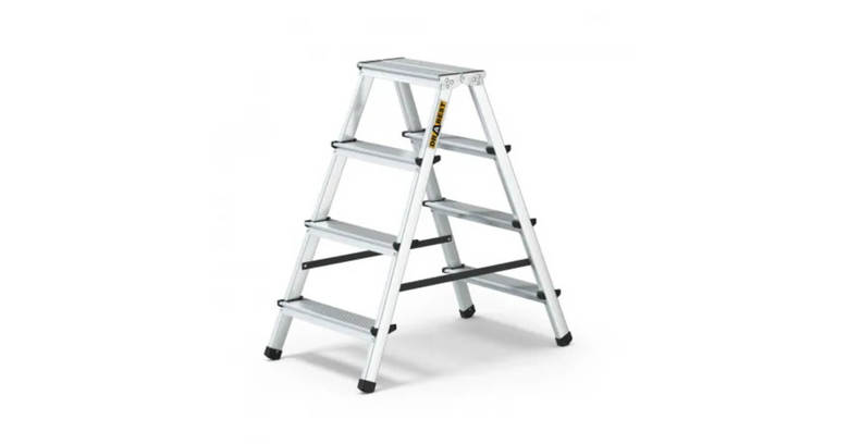Aluminum ladder with two arms 82cm up to 125kg 2x4 steps ⋆ MASTERHAUS